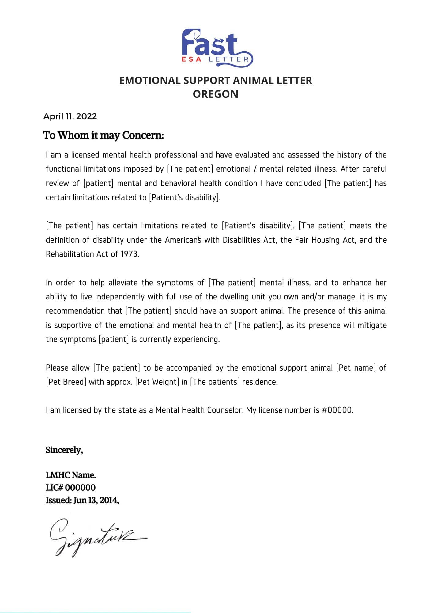 Legit Emotional Support Animal ESA Letter For Oregon 2023 